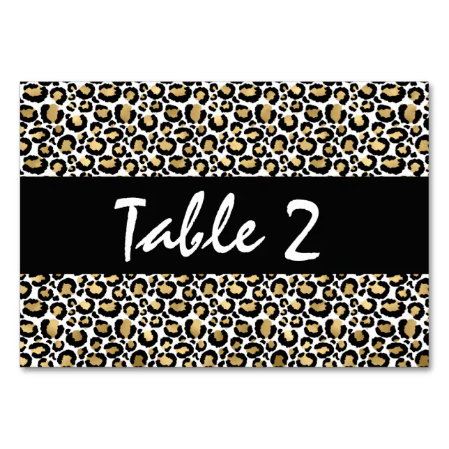 Gold Black Leopard Print Table Number | Zazzle