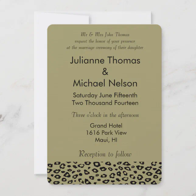 Gold Black Leopard Print Wedding Invitation | Zazzle