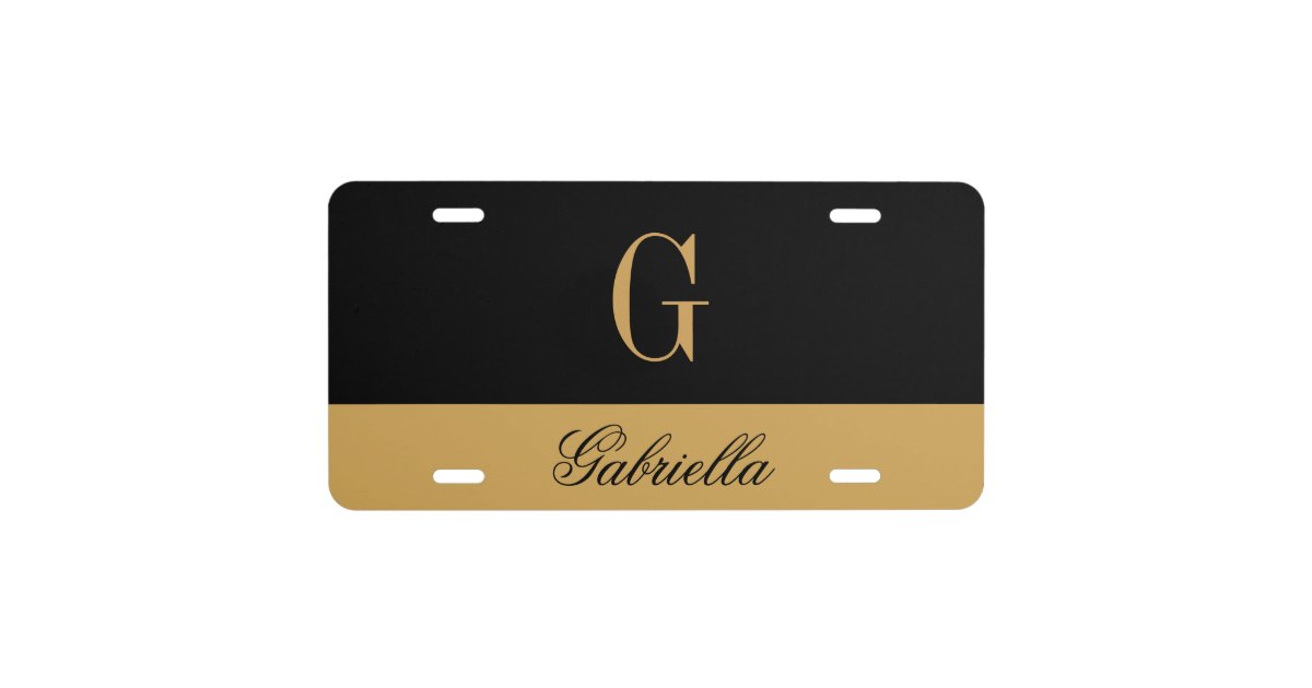 Gold Black License Plate | Zazzle