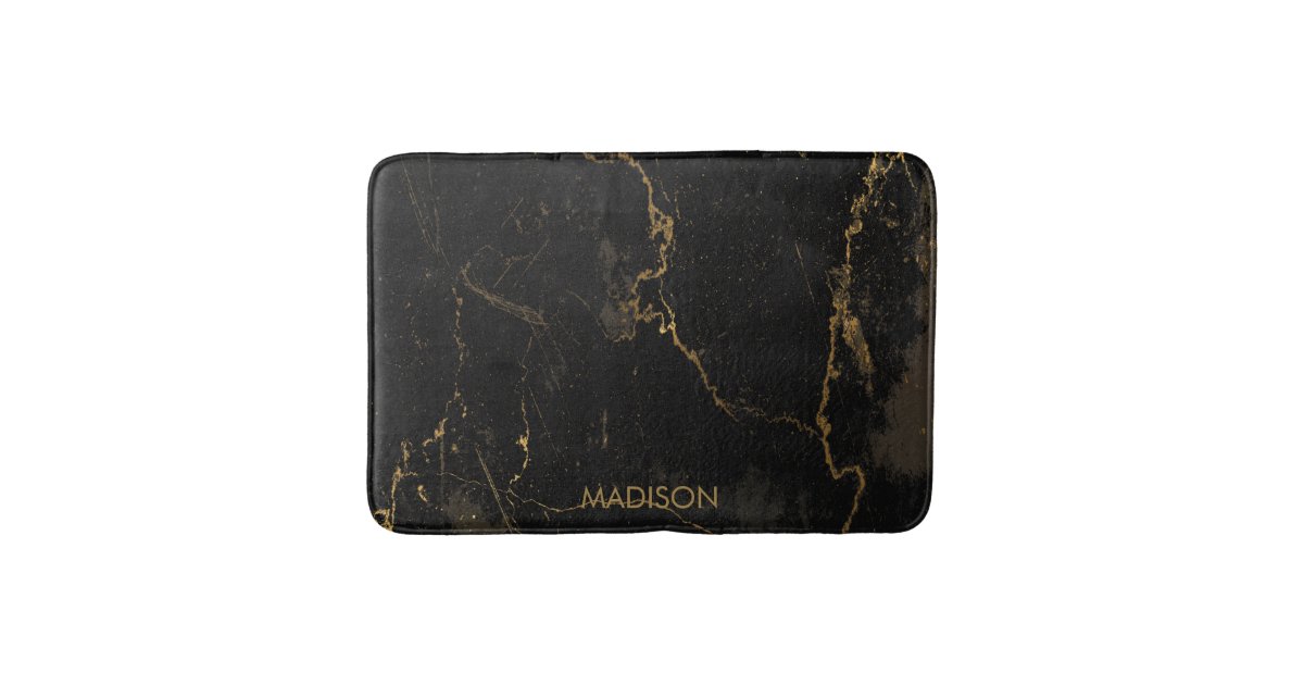 Gold Black Marble Bath Mat | Zazzle