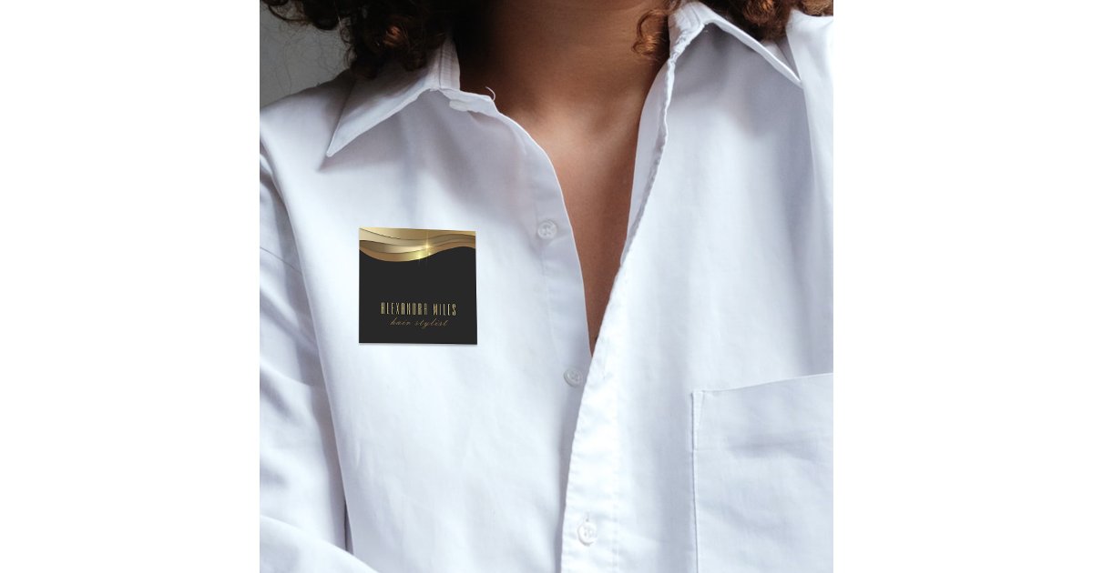 Gold Black Minimalist Modern Glam Trendy Chic Name Tag | Zazzle