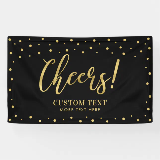 Gold & Black | Modern Cheers All Occasions Party Banner | Zazzle