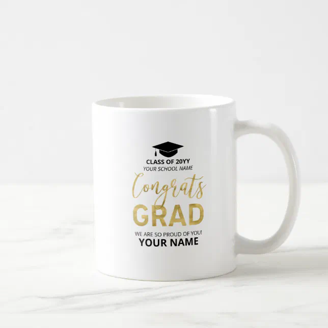 Gold & Black | Modern Graduation Custom Gift Coffe Coffee Mug | Zazzle
