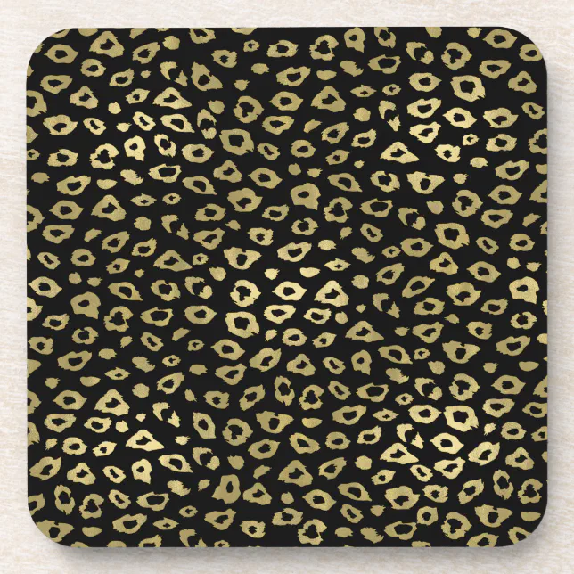 Gold Black Ombre Leopard Print Drink Coaster | Zazzle