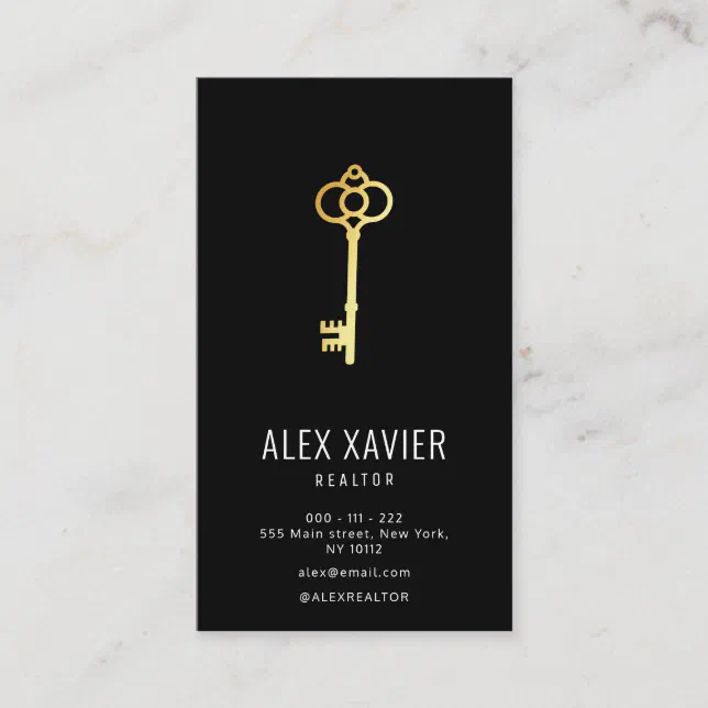 gold black realtor business card | Zazzle