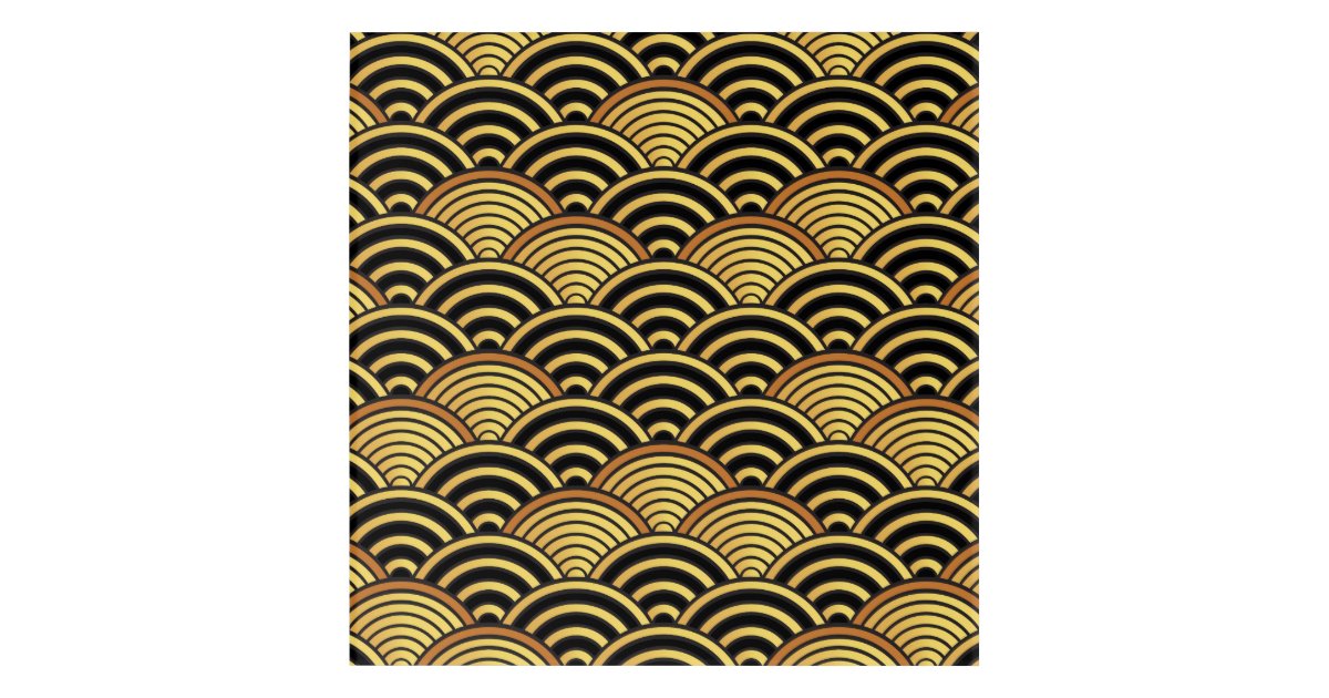 Gold Black Seigaiha Japanese Ornamental Pattern Acrylic Print | Zazzle