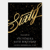Gold Black Sixty 60th Calligraphy Confetti Welcome Foam Board | Zazzle