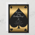 Gold & Black Spade Casino Las Vegas 21st Birthday Invitation | Zazzle