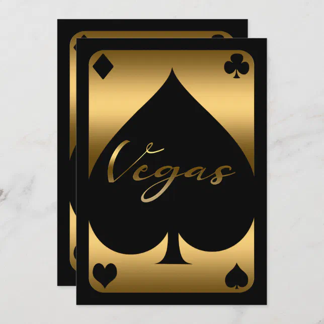 Gold & Black Spade Casino Las Vegas 21st Birthday Invitation | Zazzle