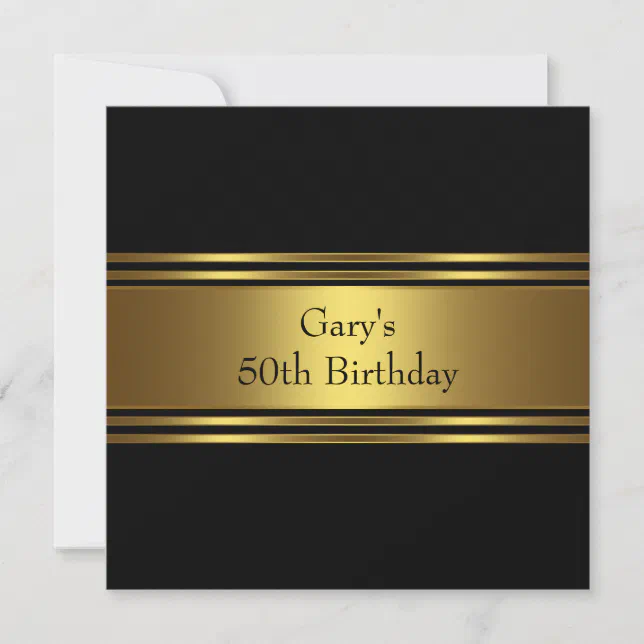 Gold Black Stripe Mans Birthday Party Invitation Zazzle