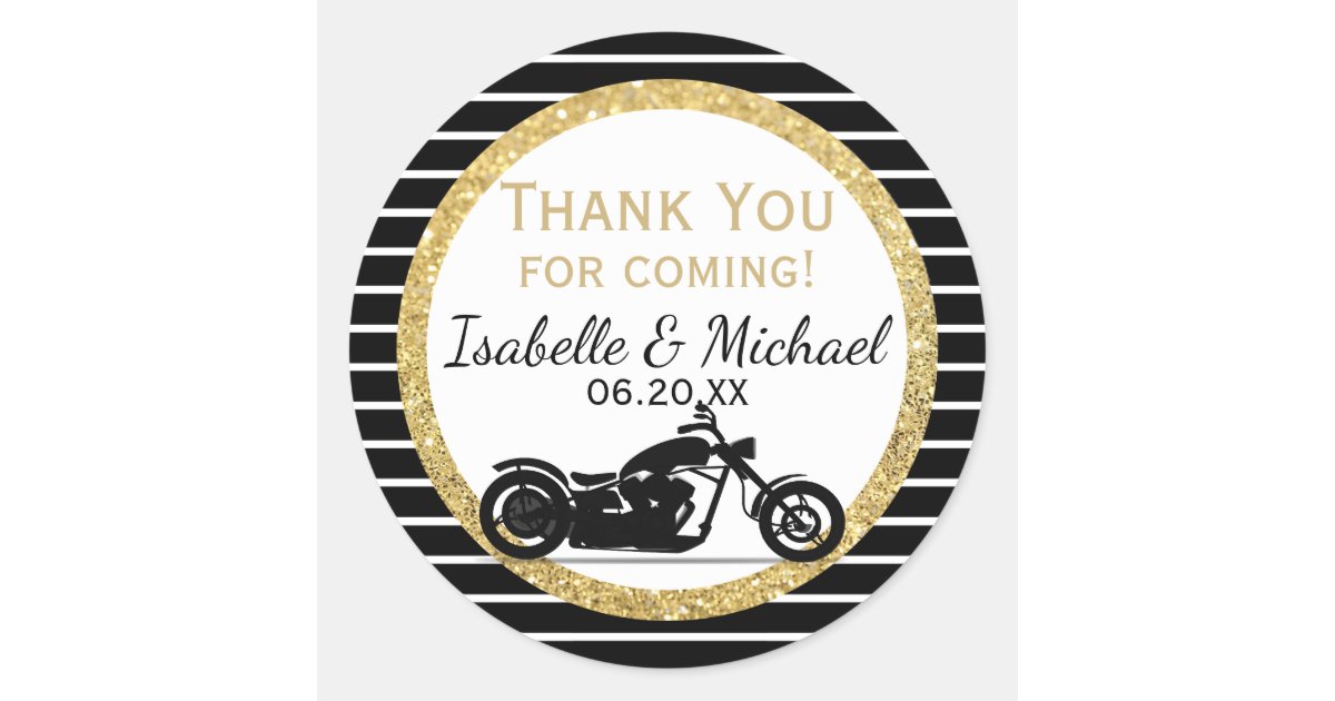 Gold Black Stripes Motorcycle Wedding Sticker | Zazzle