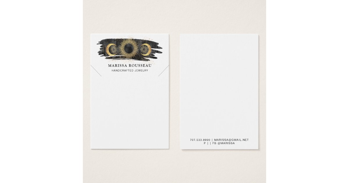 Gold Black Sun Moon Star Necklace Display Card Zazzle