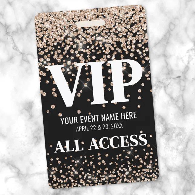 Gold Black VIP Event Badge | Zazzle