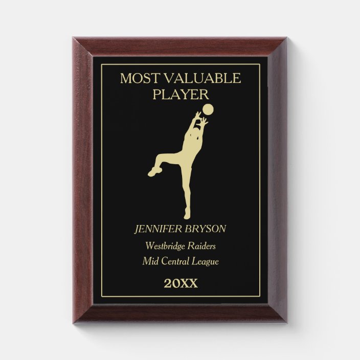 Gold Black Volleyball MVP Award Plaque | Zazzle.com