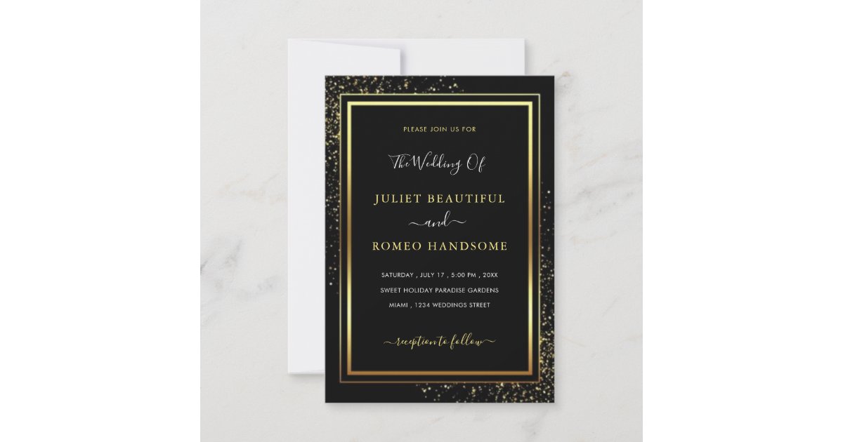 Gold Black Wedding Invitation Your Font or Colors | Zazzle