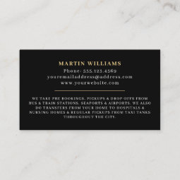 Gold & Black Wheelchair Accessible Taxi Driver Business Card | Zazzle