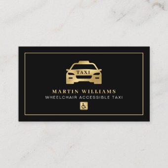 Gold & Black Wheelchair Accessible Taxi Driver Business Card | Zazzle