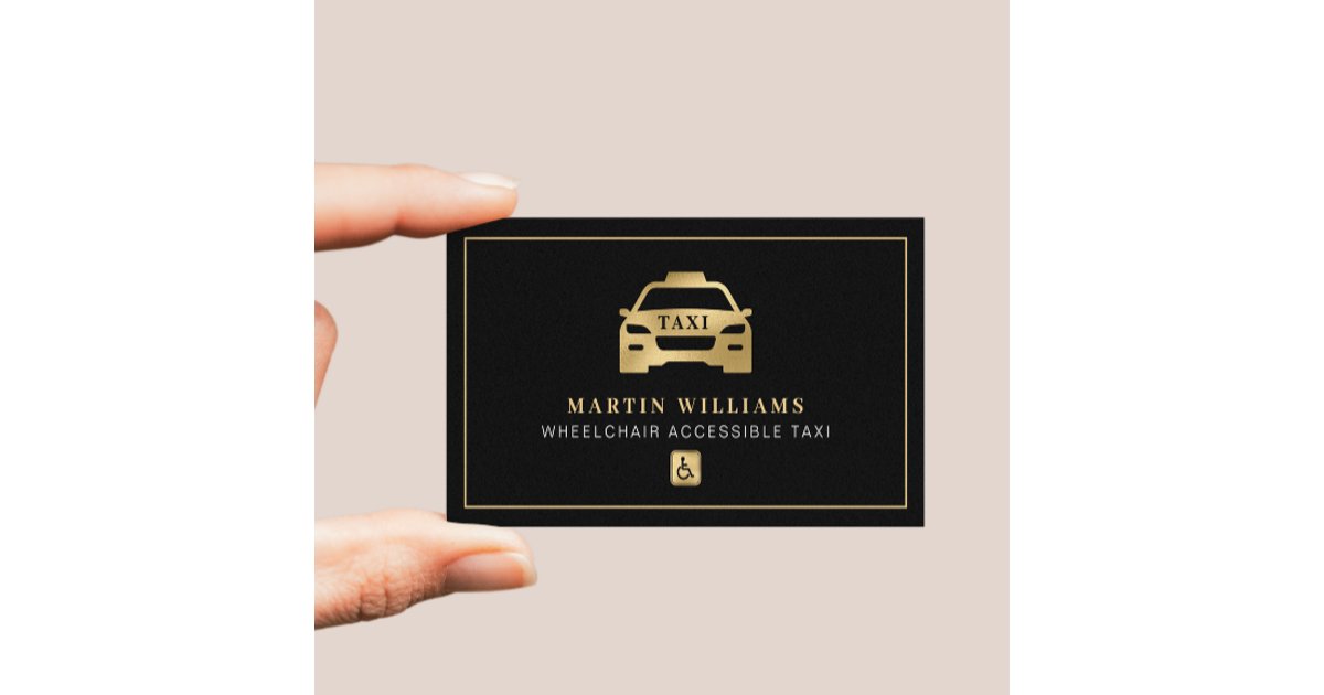 Gold & Black Wheelchair Accessible Taxi Driver Business Card | Zazzle