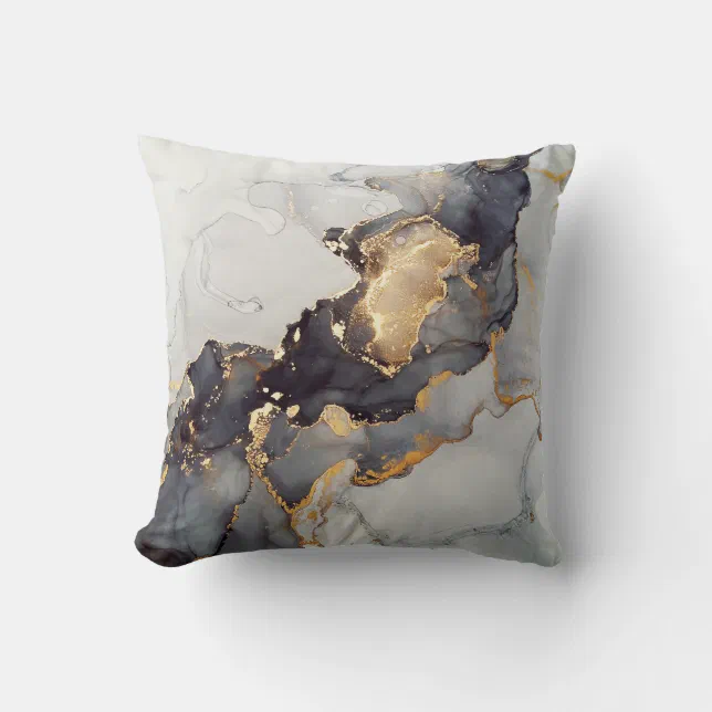 Gold Black White Marble Pretty Throw Pillow | Zazzle