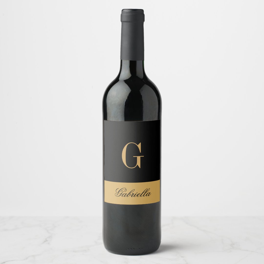 Gold Black Wine Label | Zazzle