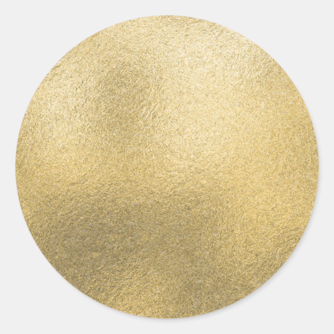 Gold Blank Template Faux Textured Foil Classic Round Sticker | Zazzle