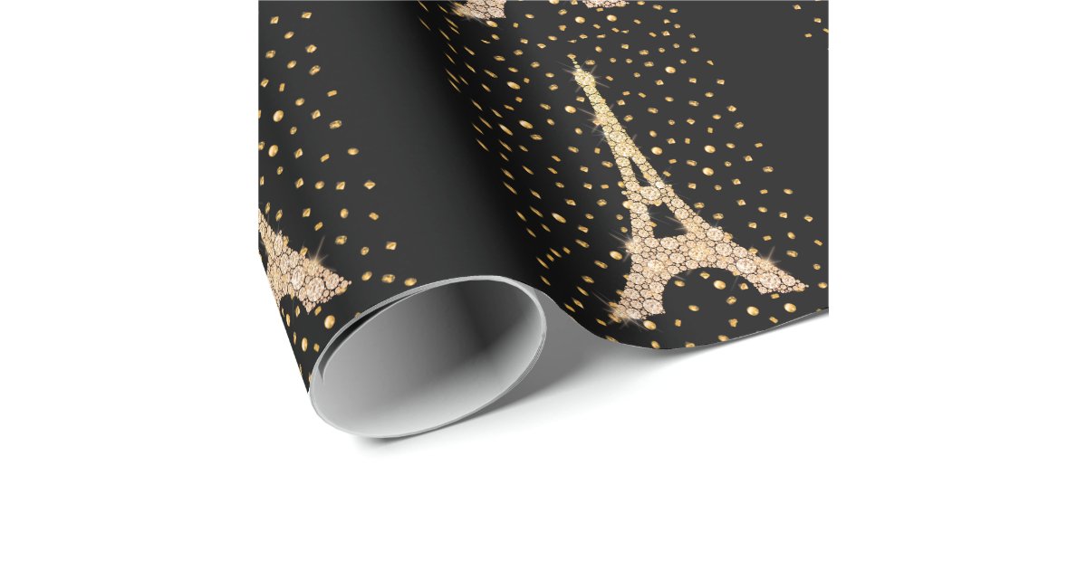 Gold Bling Eiffel Tower Wrapping Paper | Zazzle