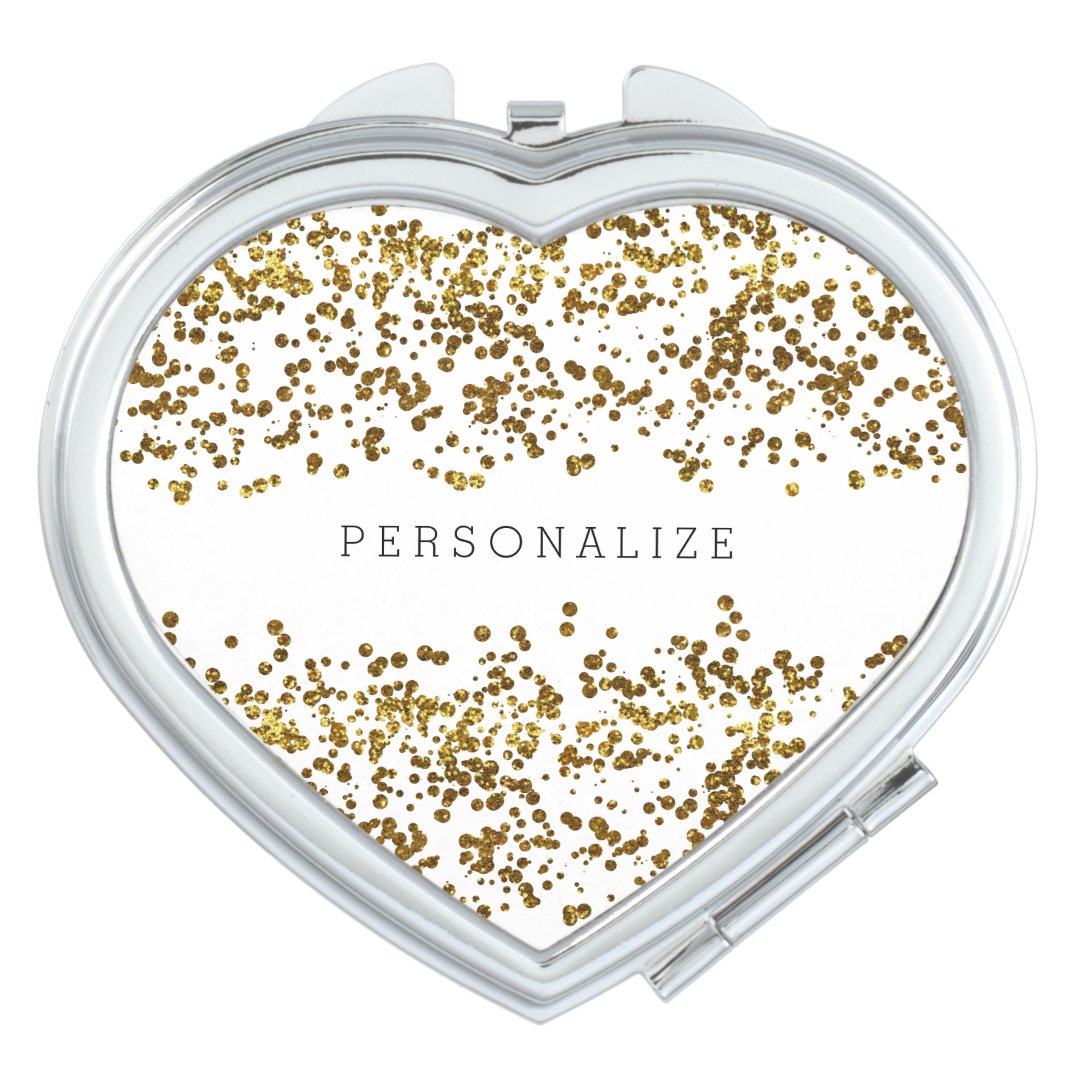 Gold Bling Glitter Confetti Vanity Mirror | Zazzle