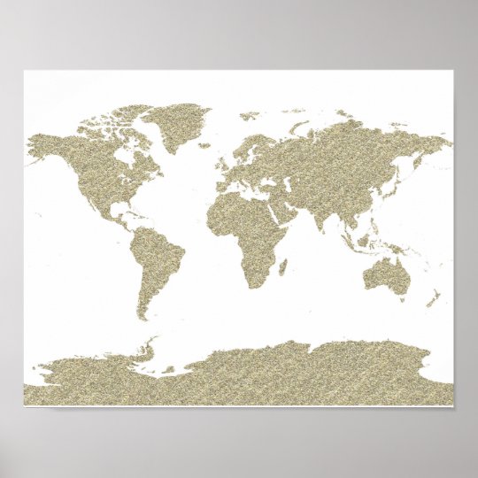 gold bling glitter world map abstract art poster | Zazzle.com