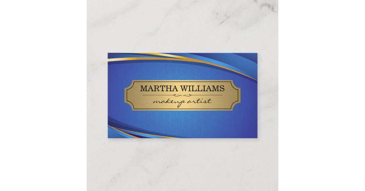 Gold Blue Background Business Card | Zazzle