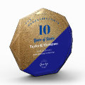 Gold Blue Employee years of service Company logo Acrylic Award | Zazzle