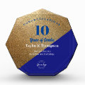 Gold Blue Employee years of service Company logo Acrylic Award | Zazzle