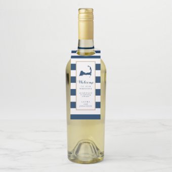 Gold Blue Stripes Cape Cod Wedding Favor Hanger | Zazzle