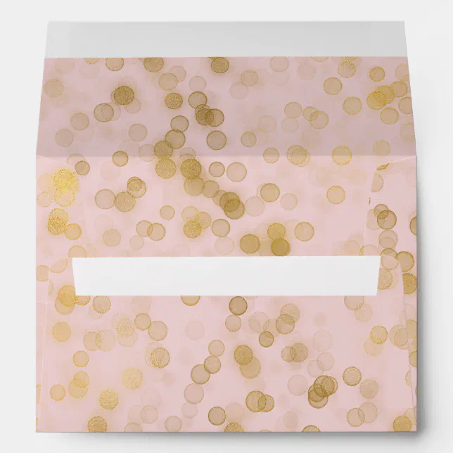 Gold Blush Pink Confetti Envelope | Zazzle