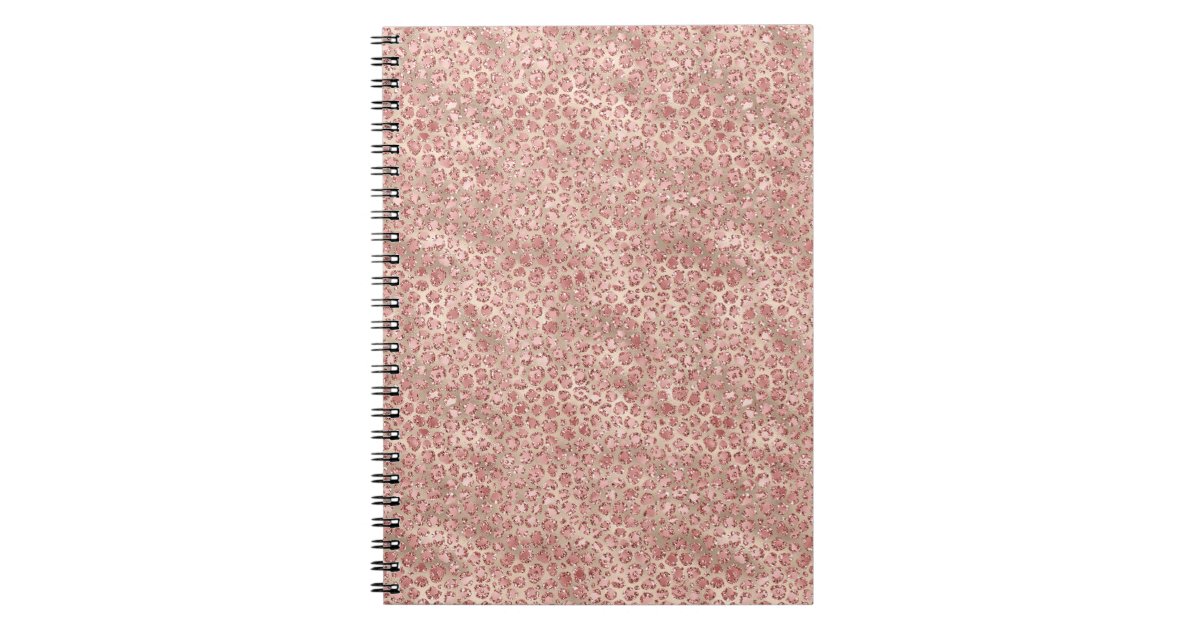 Gold Blush Pink Glitzy Glitter Leopard Print Notebook | Zazzle