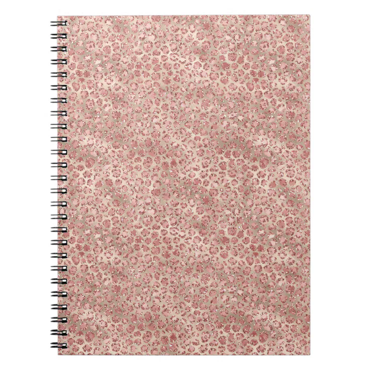 Gold Blush Pink Glitzy Glitter Leopard Print Notebook | Zazzle