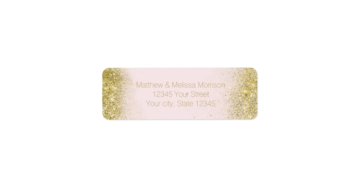 Gold Blush Pink Sparkle Faux Glitter Personalized Label | Zazzle
