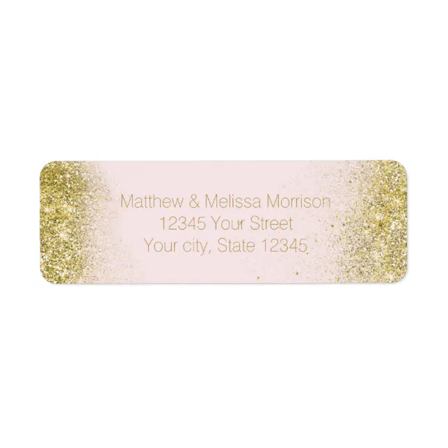 Gold Blush Pink Sparkle Faux Glitter Personalized Label | Zazzle