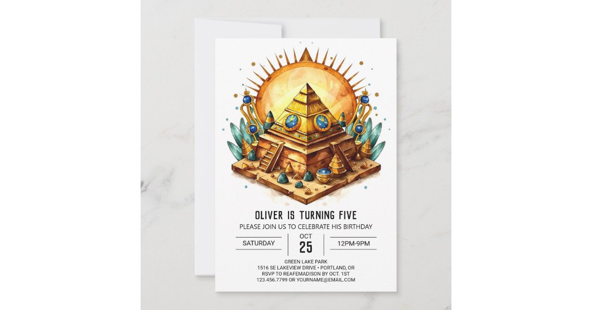 Gold Bohemian Ancient Egypt Pyramids Birthday Invitation | Zazzle