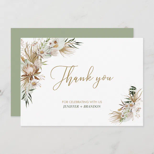 Gold Boho/Bohemian Wedding Favor Thank you card | Zazzle