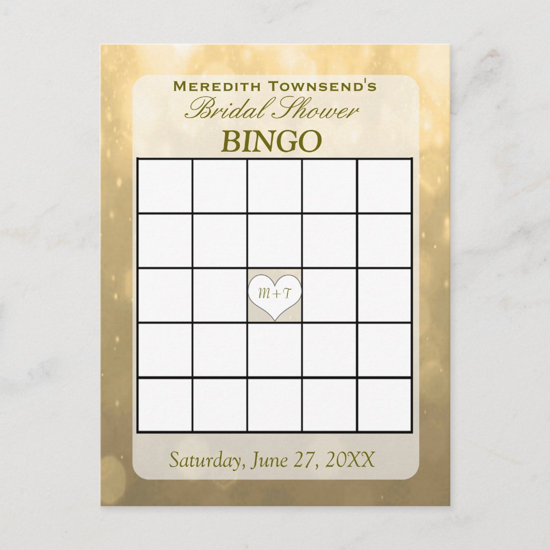 Gold Bokeh | Bingo Card | Zazzle