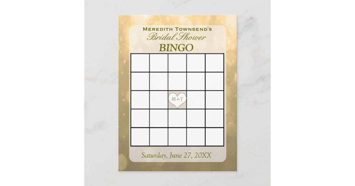 Gold Bokeh | Bingo Card | Zazzle