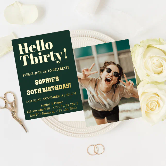 Gold Bold Typography Modern 30th Birthday Party Foil Invitation | Zazzle
