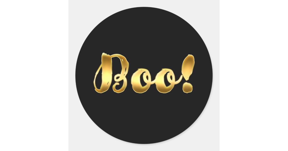 Gold BOO! Modern Script Halloween Party Favor Classic Round Sticker ...