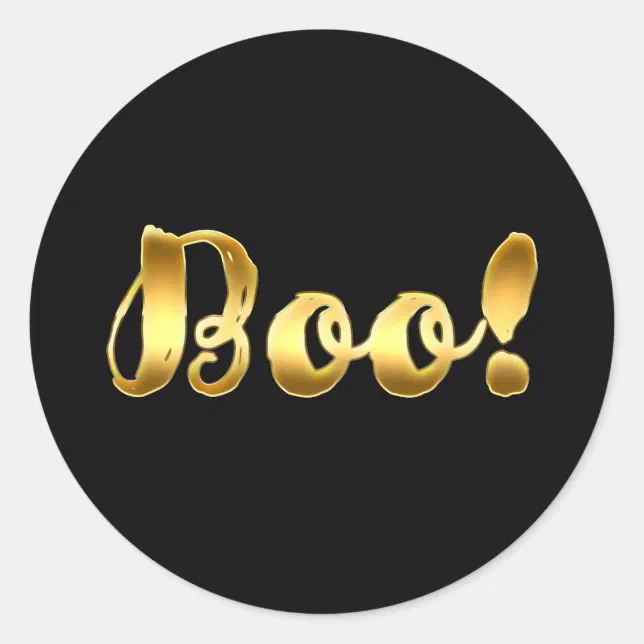Gold BOO! Modern Script Halloween Party Favor Classic Round Sticker ...
