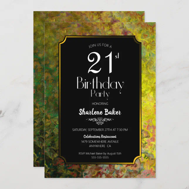 Gold Border 21st Birthday Invitation | Zazzle