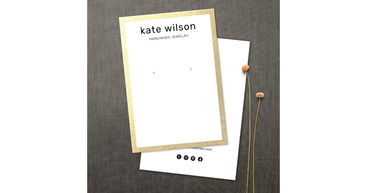 Gold Border Earring Display Card | Zazzle