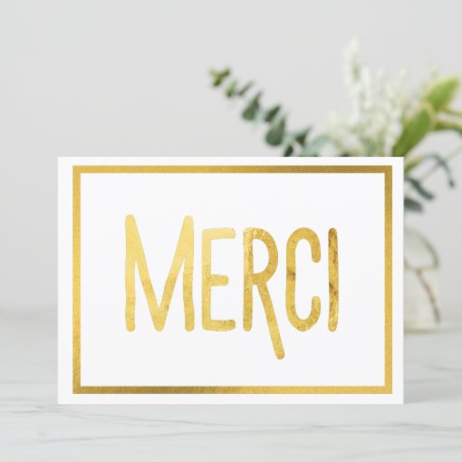 Gold Border Merci Custom Thank You Cards | Zazzle