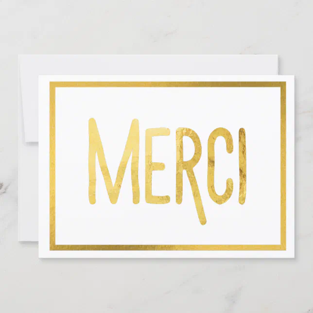 Gold Border Merci Custom Thank You Cards | Zazzle