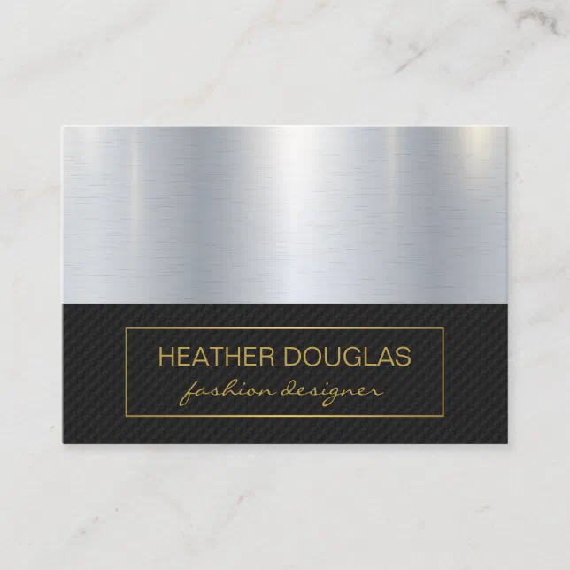 Gold Border | Metallic Black Mesh Pattern Business Card | Zazzle