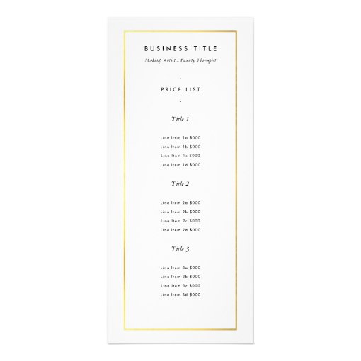 Gold Border on White | Modern Rack Card | Zazzle